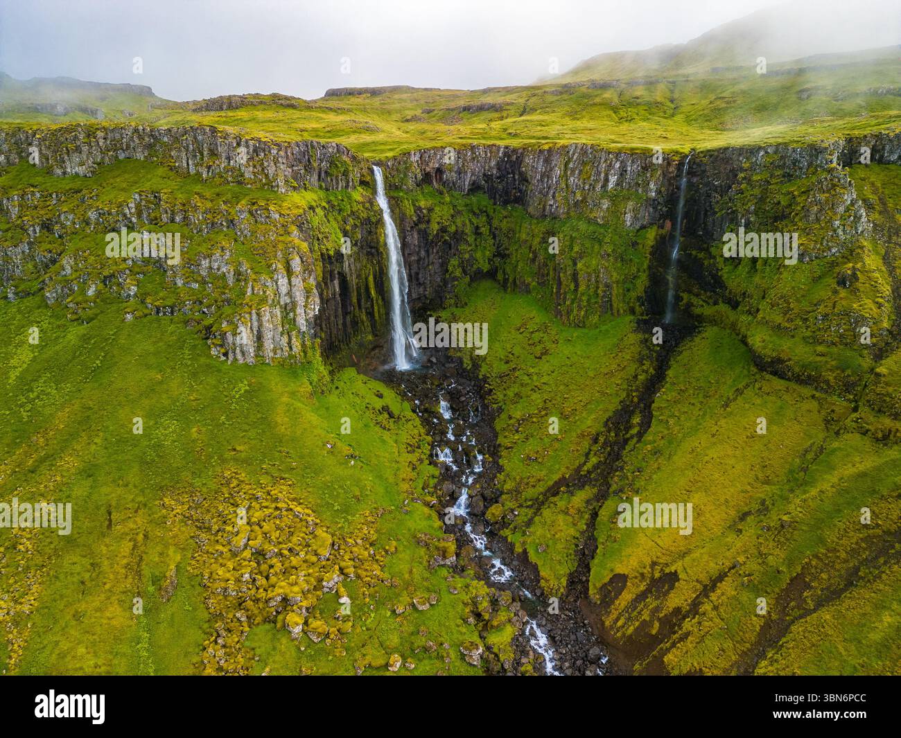 Aerial drone shots of Grundarfoss Waterfall, on Snaefellness peninsula ...
