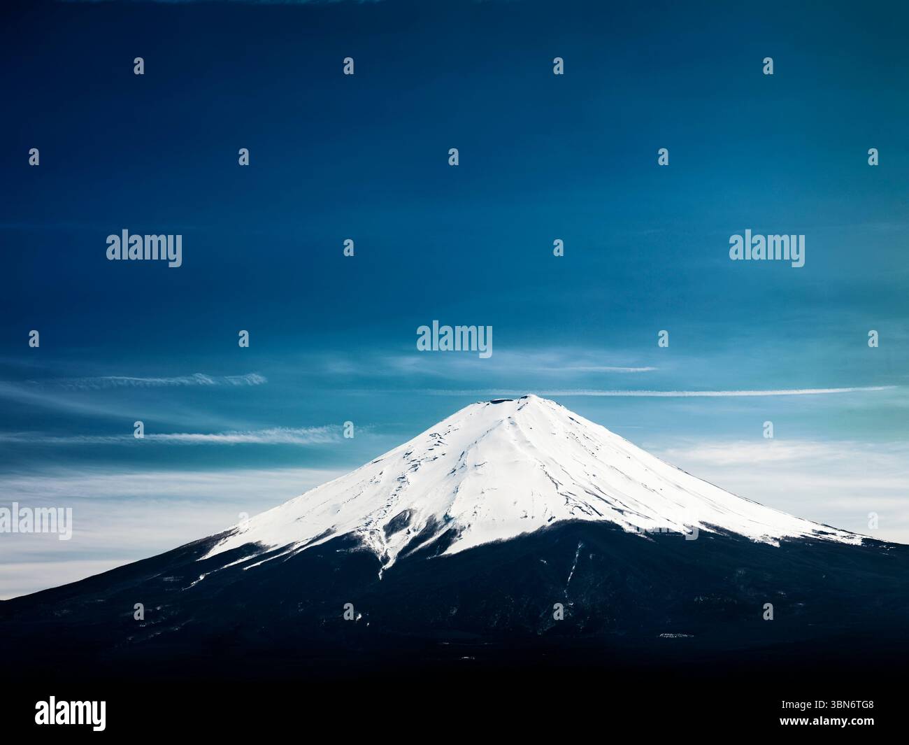 Mount Fuji under dramatic blue sky. Fujikawaguchiko, Yamanashi, Japan ...