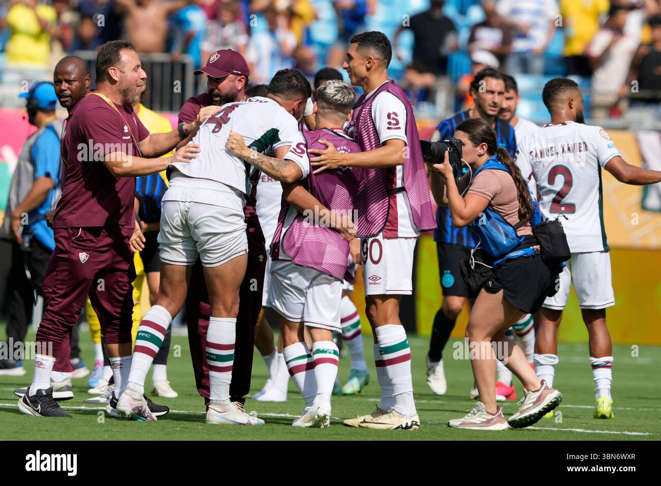 Fluminense players celebrate after the Club World Cup round of 16 ...