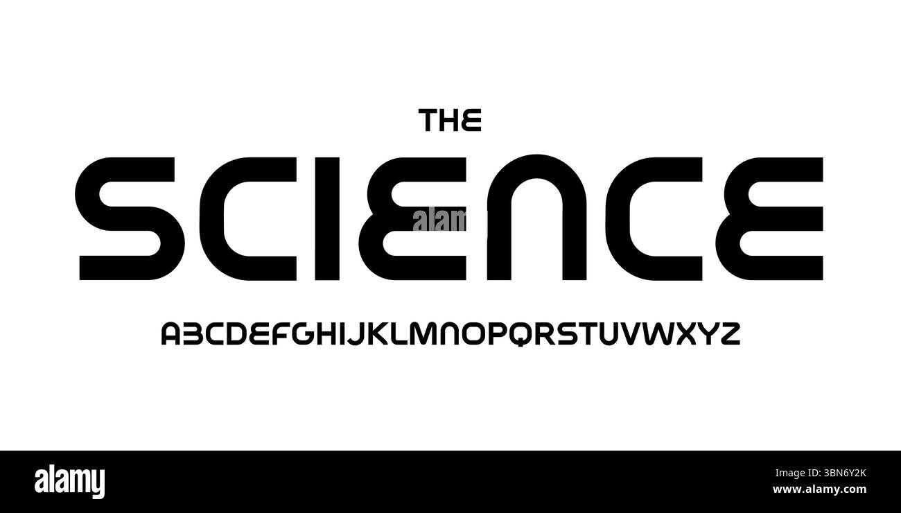 Science technology font, futuristic alphabet for scientific headline ...