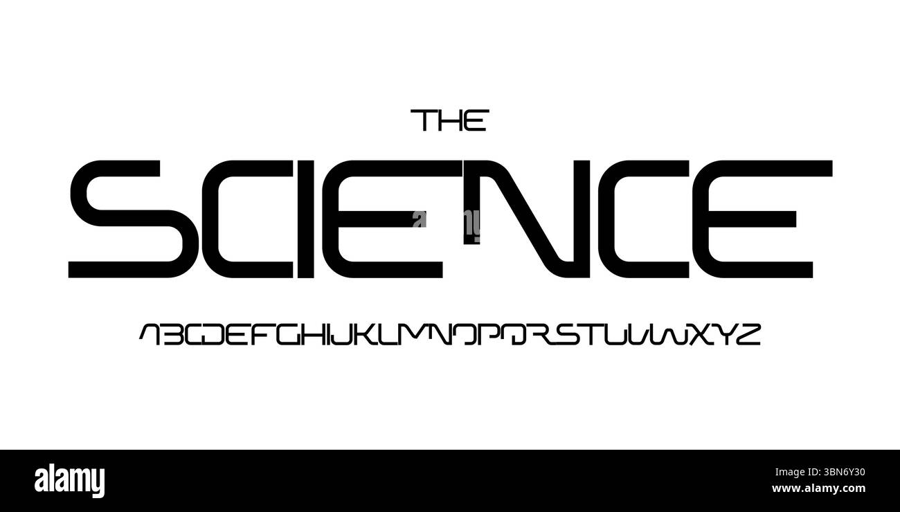 Science technology font, futuristic alphabet for scientific headline ...