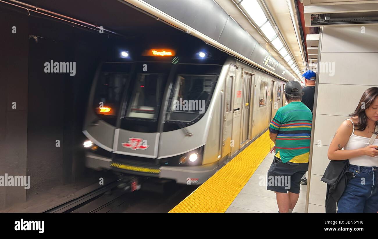 Toronto, Canada - June 29, 2025: Subway TTC train approaches ...