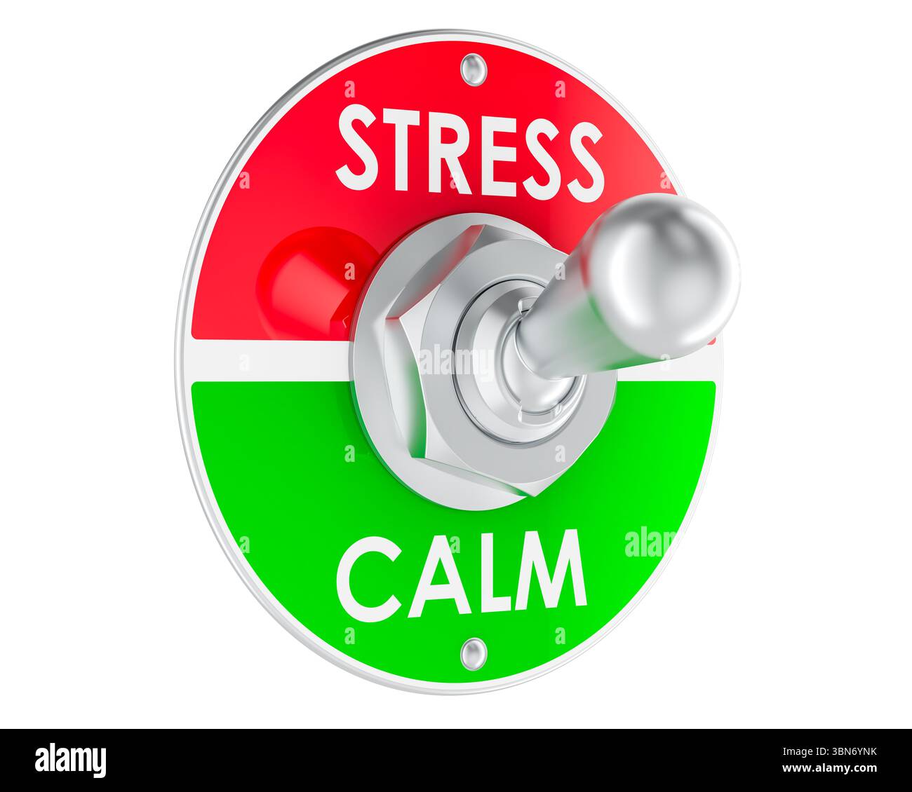 Stress Calm switch lever. Relaxation and anxiety control, concept. 3D ...
