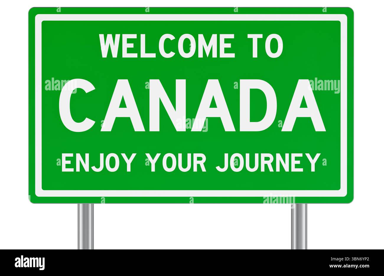 Welcome to Canada road sign. 3D rendering isolated on white background ...