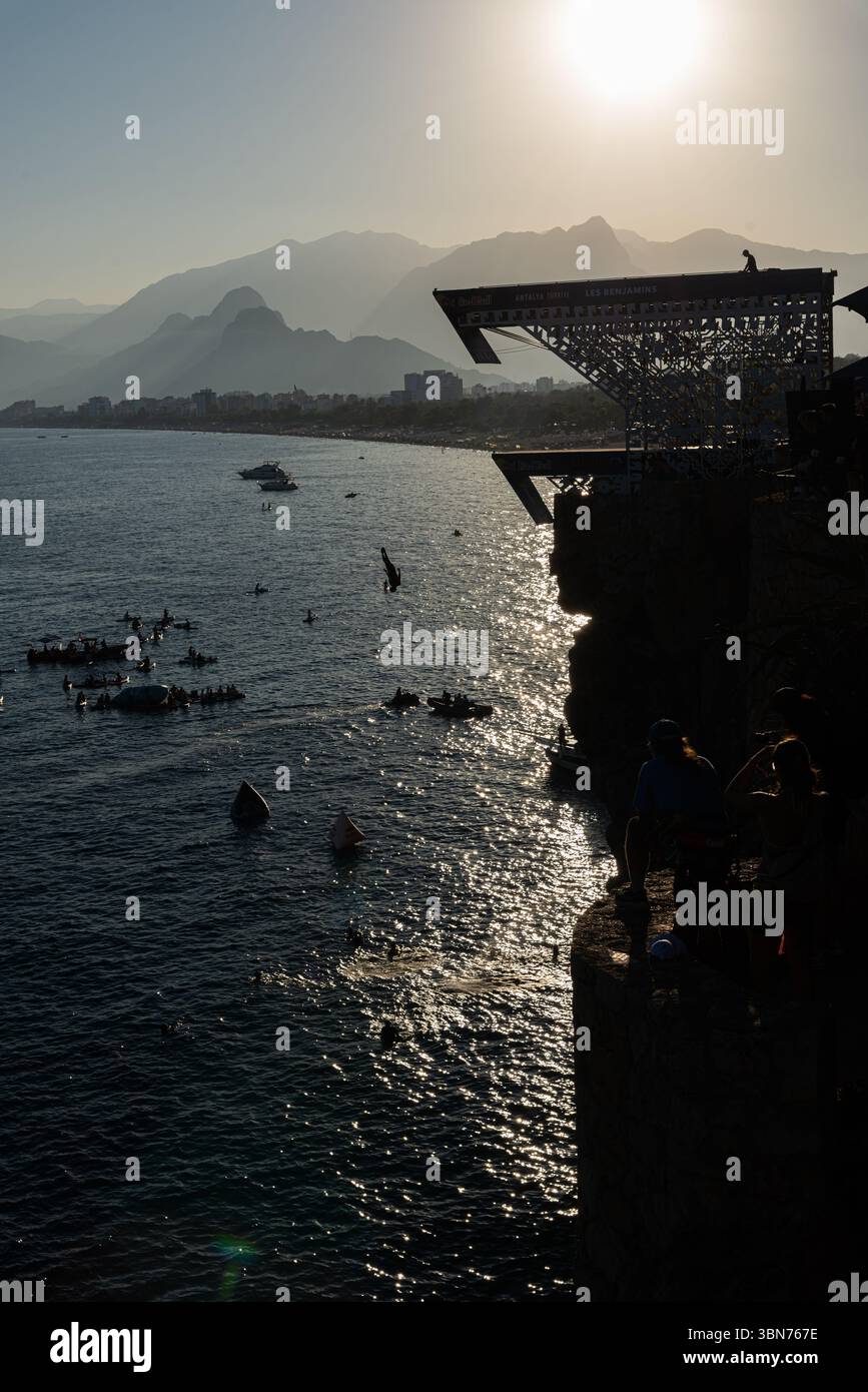 Antalya Red Bull Cliff Diving World Series sunset. 24.08.2024 Stock ...