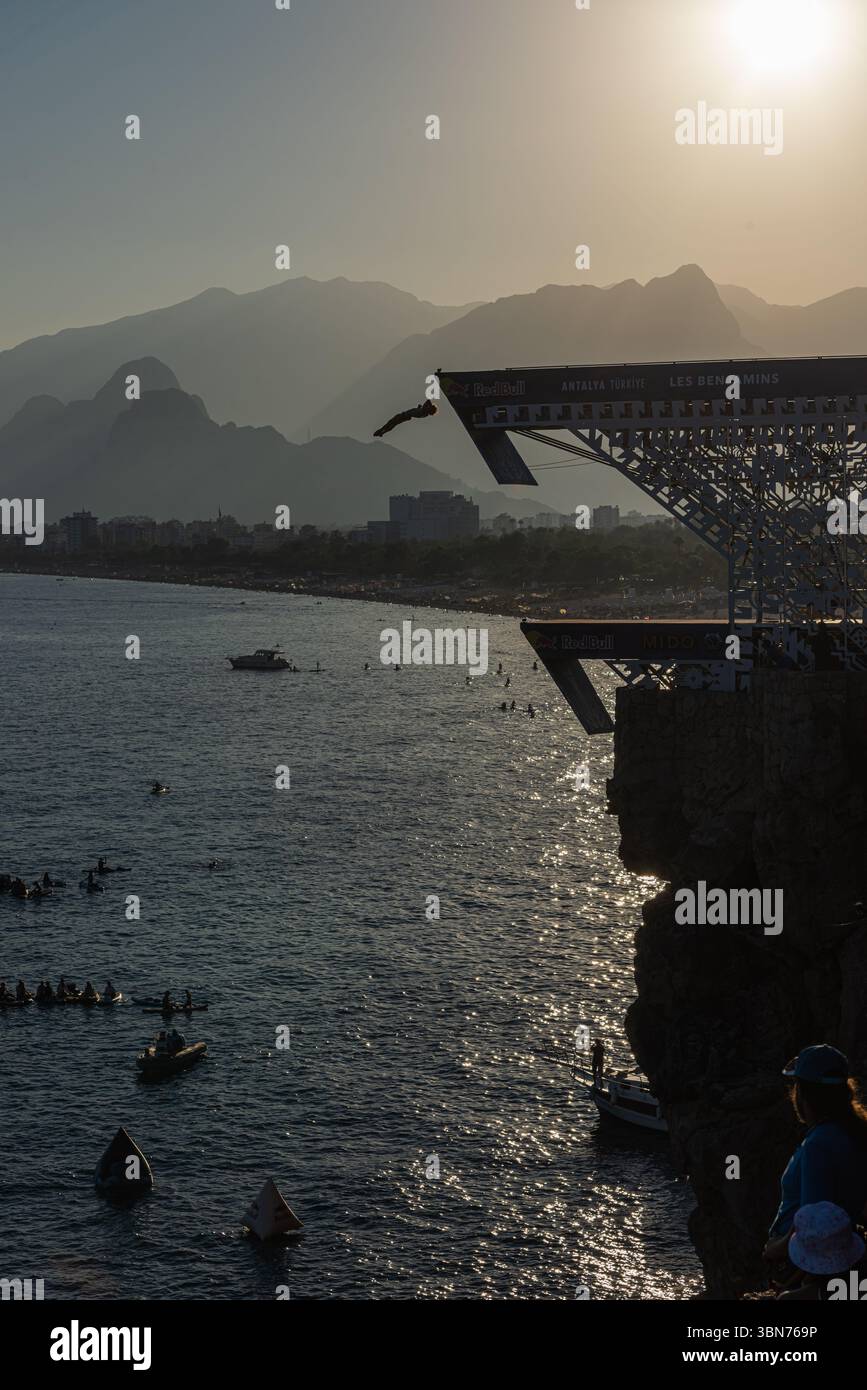 Antalya Red Bull Cliff Diving World Series sunset. 24.08.2024 Stock ...