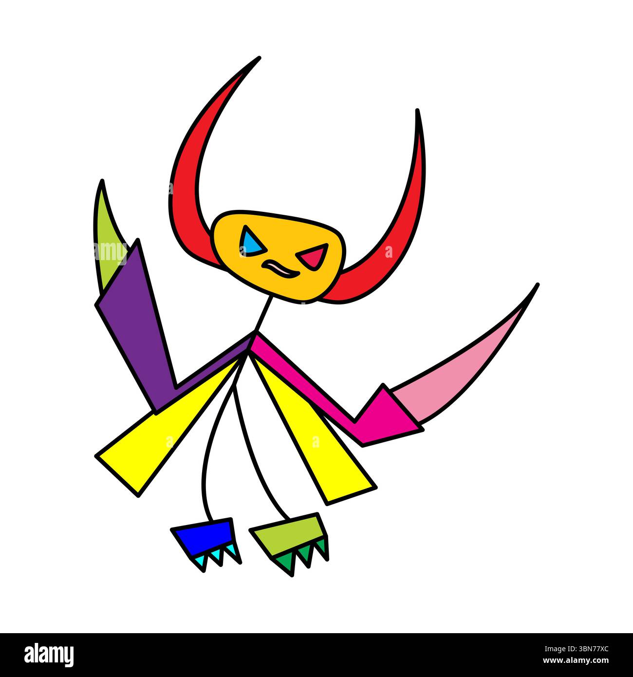 playful horned monster character cartoon colorful design vector ...