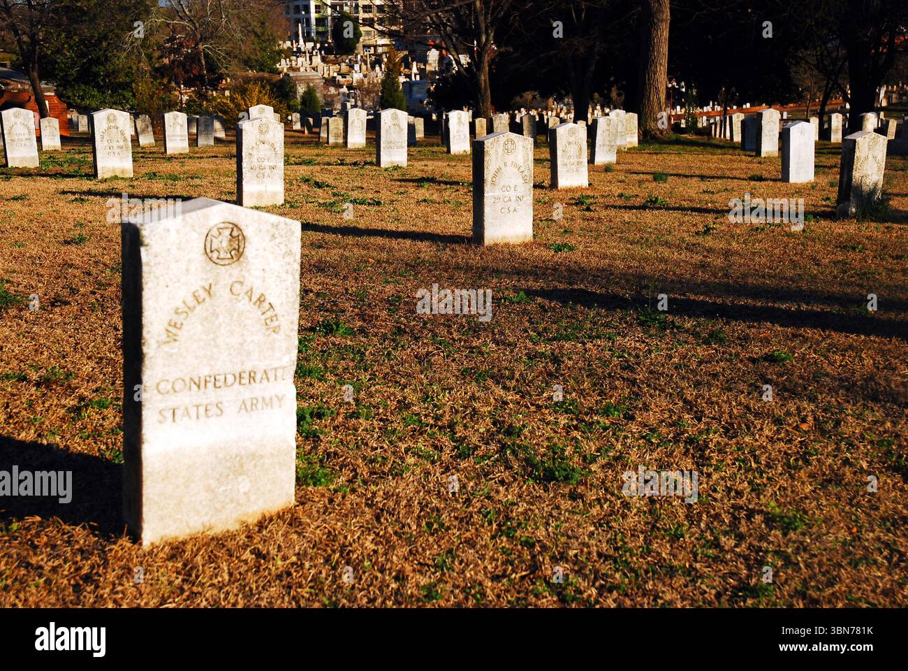 The graves of Confederate soldiers of the American Civil War line a ...