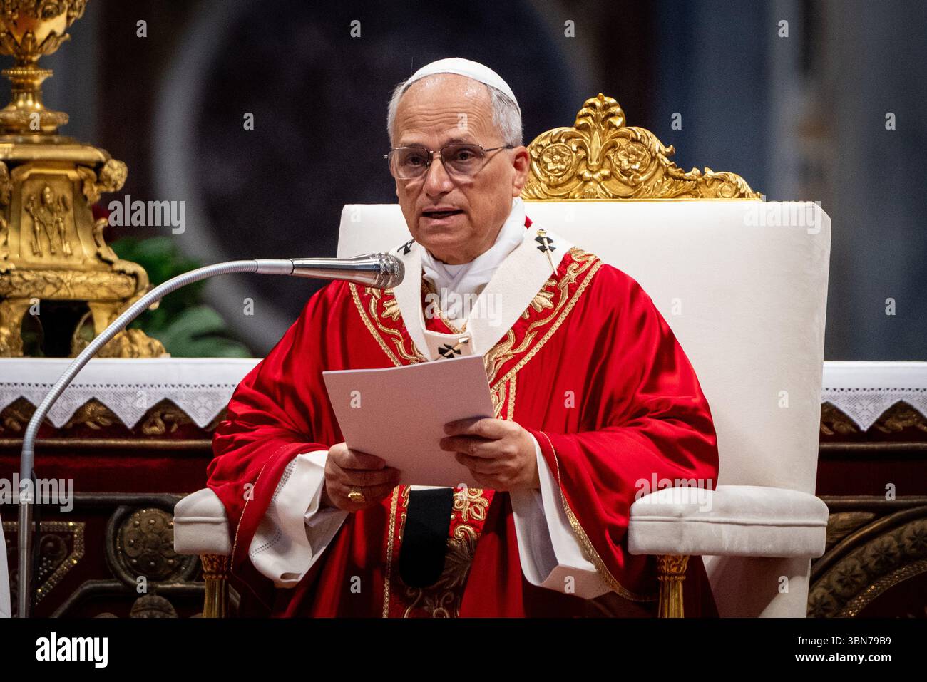 Pope Leo XIV delivers his speech during Holy Mass on the Solemnity of ...
