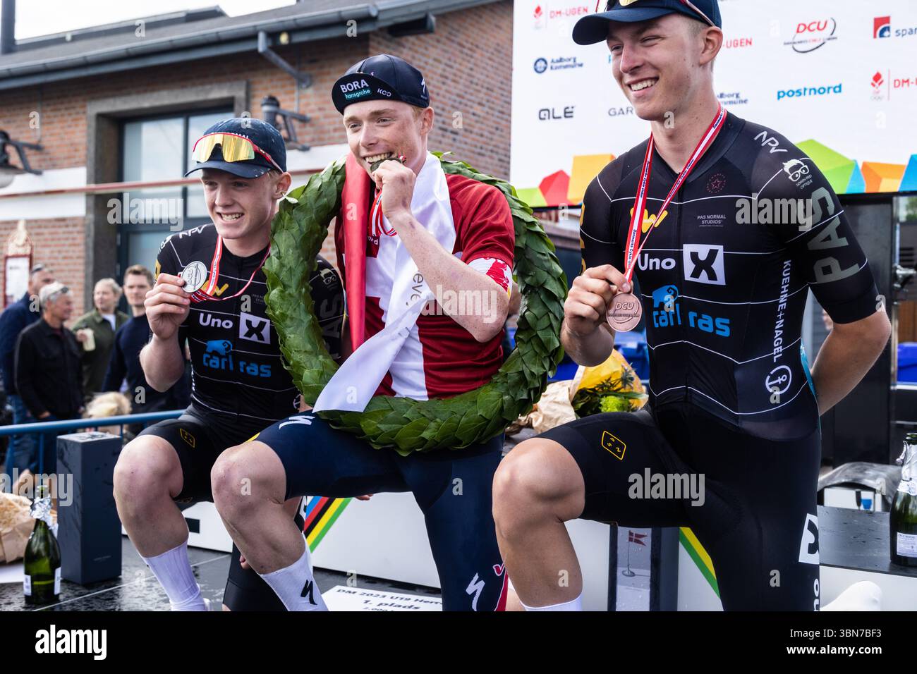 (L-R) Silver medalist Aksel Storm of Team Uno-X - Carl Ras Roskilde ...