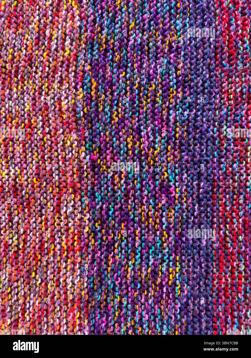 Woolen yarn of different colours knitted using garter stich as detailed ...