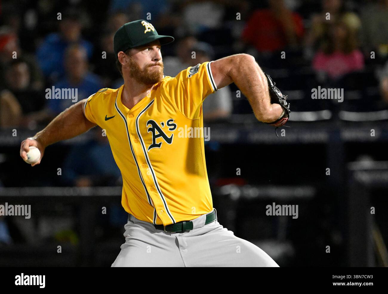 Athletics pitcher Michael Kelly throws during the ninth inning of a ...