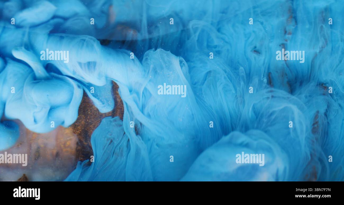 Smog blend. Color water. Defocused vibrant blue ink vapor swirling ...