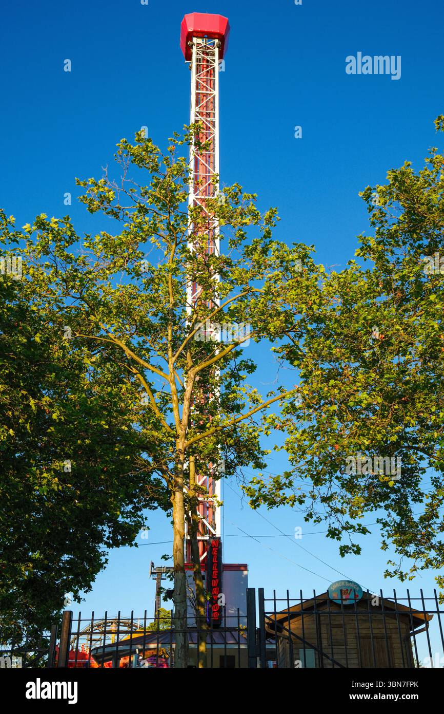 The Hellevator ride at the Pacific National Exhibition Playland grounds ...
