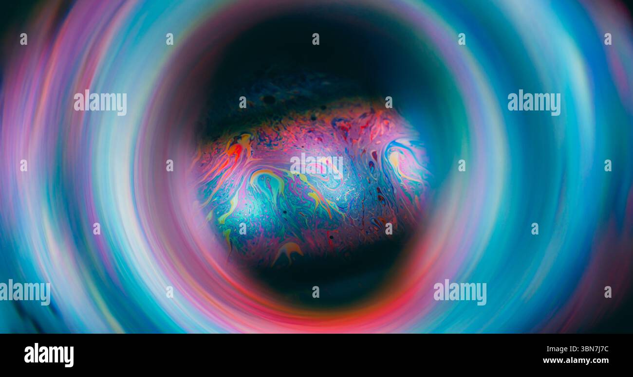 Gasoline defocused fluid. Mystical paint. Colorful light emulsion oil ...