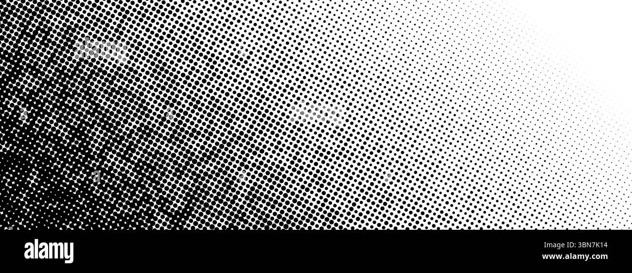 Grunge halftone gradient texture. Black pixelated corner backdrop ...
