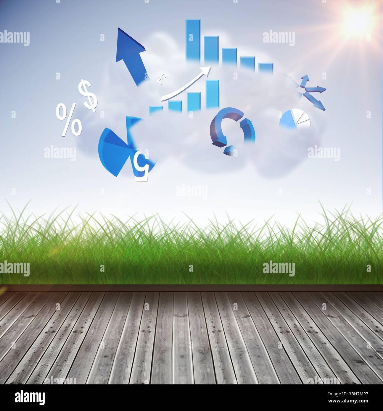 Floating cloud icons percentage data hi-res stock photography and images - Alamy