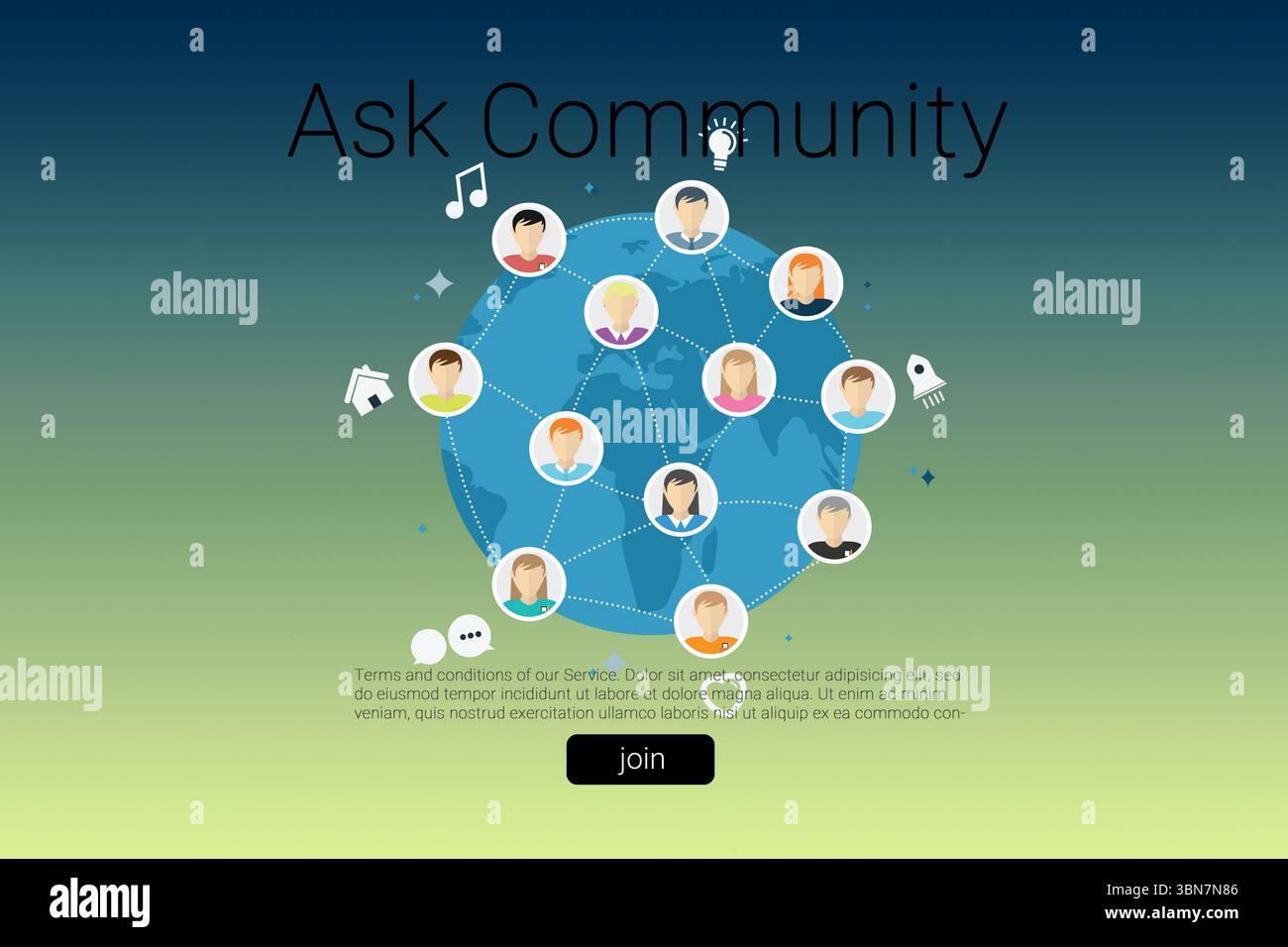 Ask community text with human representations Stock Photo - Alamy