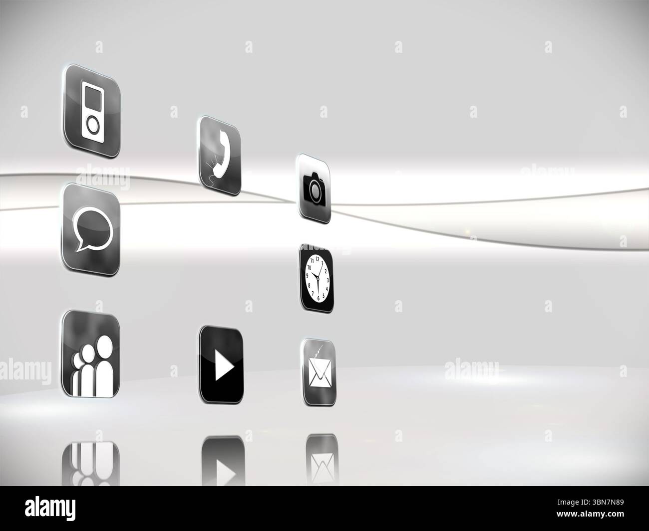 Futuristic app icons on white background Stock Photo - Alamy