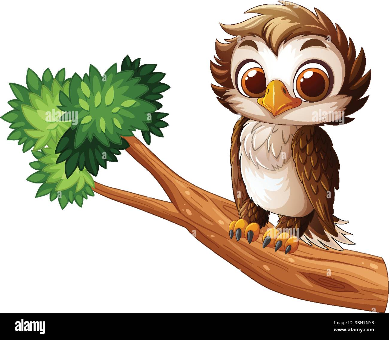 Cute owl perched on tree Stock Vector Images - Alamy