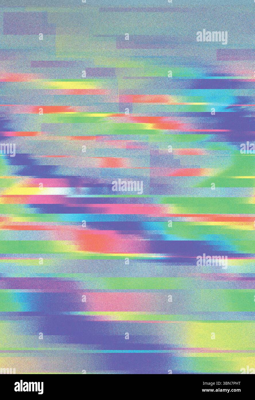 Colorful glitch halftone poster background featuring vibrant rainbow patterns with distorted ...