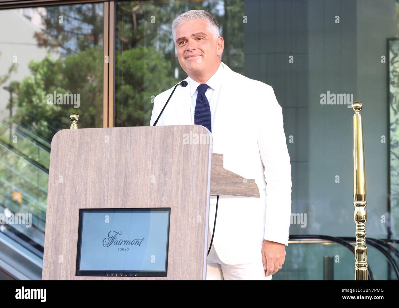 Tokyo, Japan. 1st July, 2025. Raffles & Fairmont CEO Omer Acar delivers ...