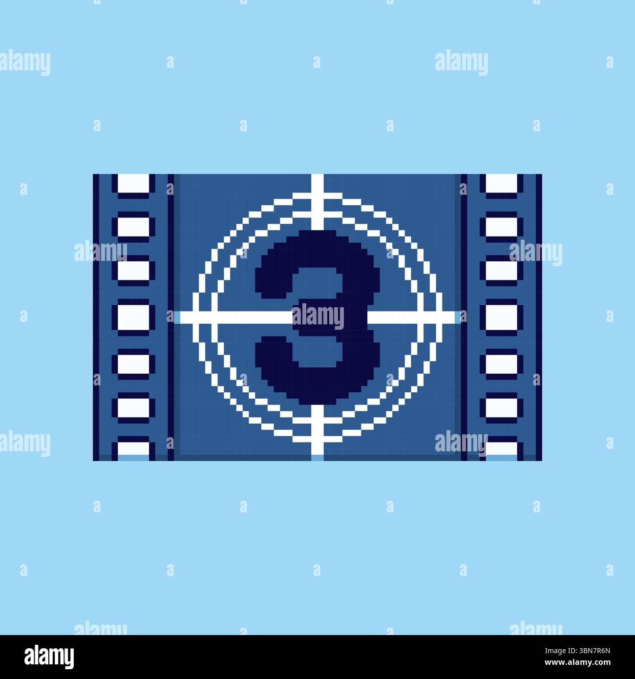 Pixel art Film Countdown Number 3 game asset design Stock Vector Image ...