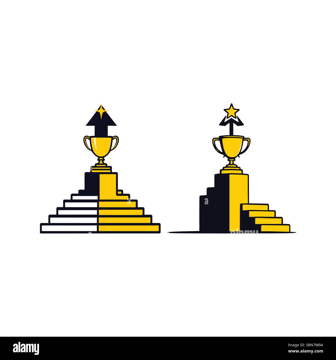 Trophy Podium Silhouette Vector Set – Victory Symbols with Upward ...