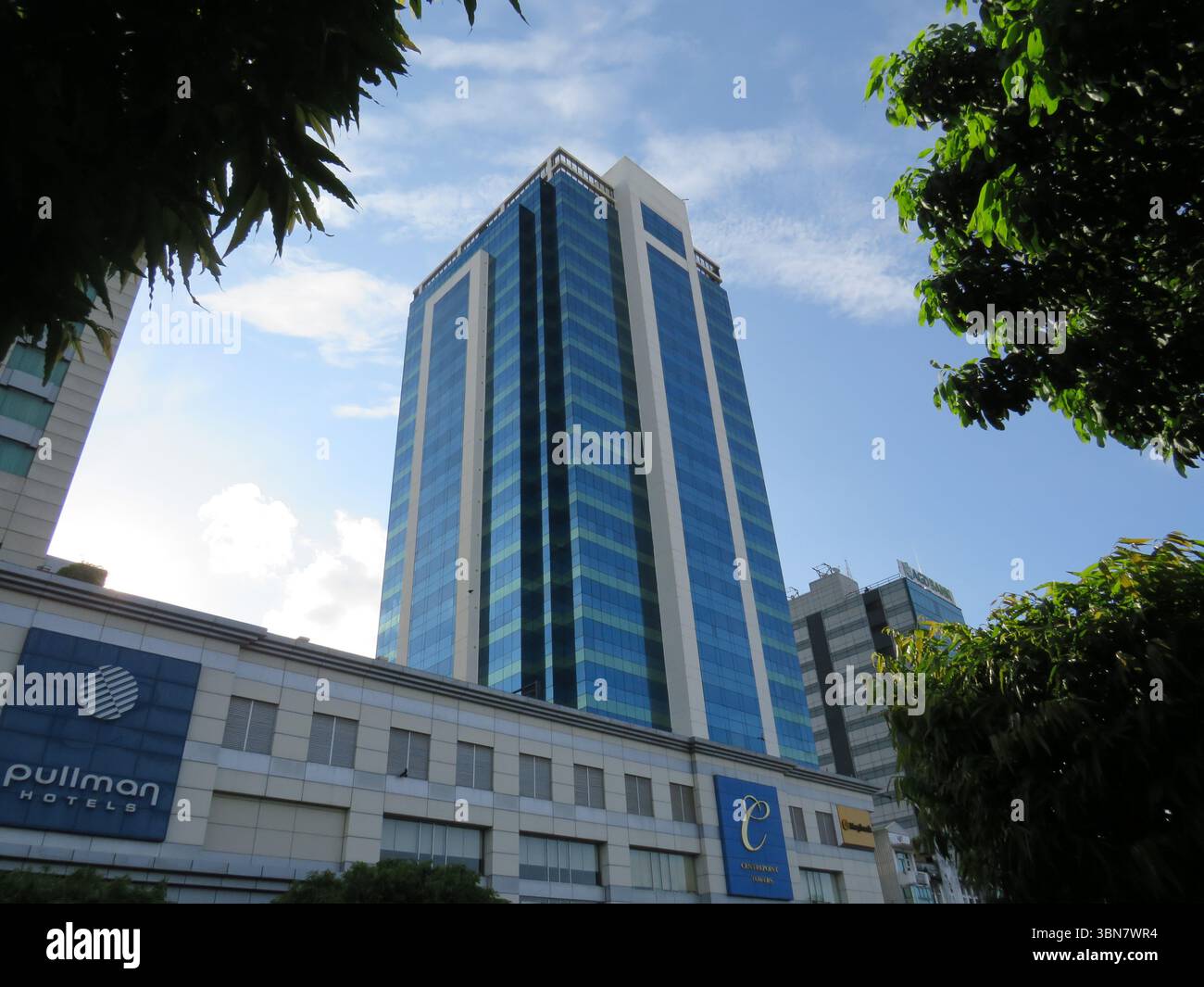 Glass-fronted office tower blocks in central Yangon, Myanmar Stock ...