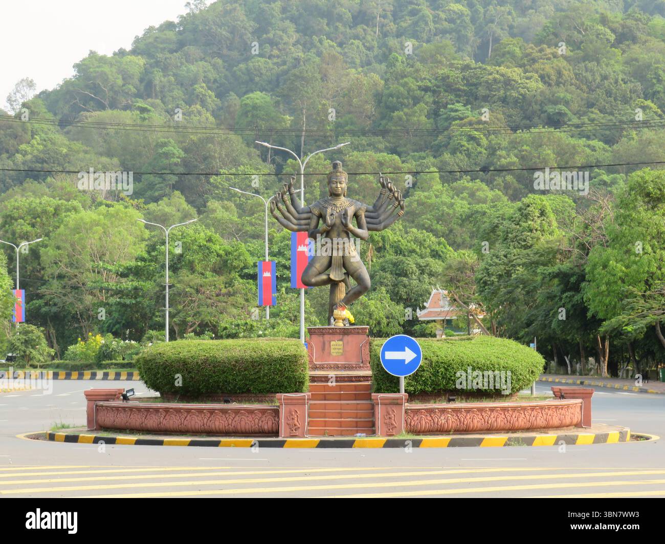 A Buddhist Statue on a Roundabout in Kep, Cambodia Stock Photo - Alamy