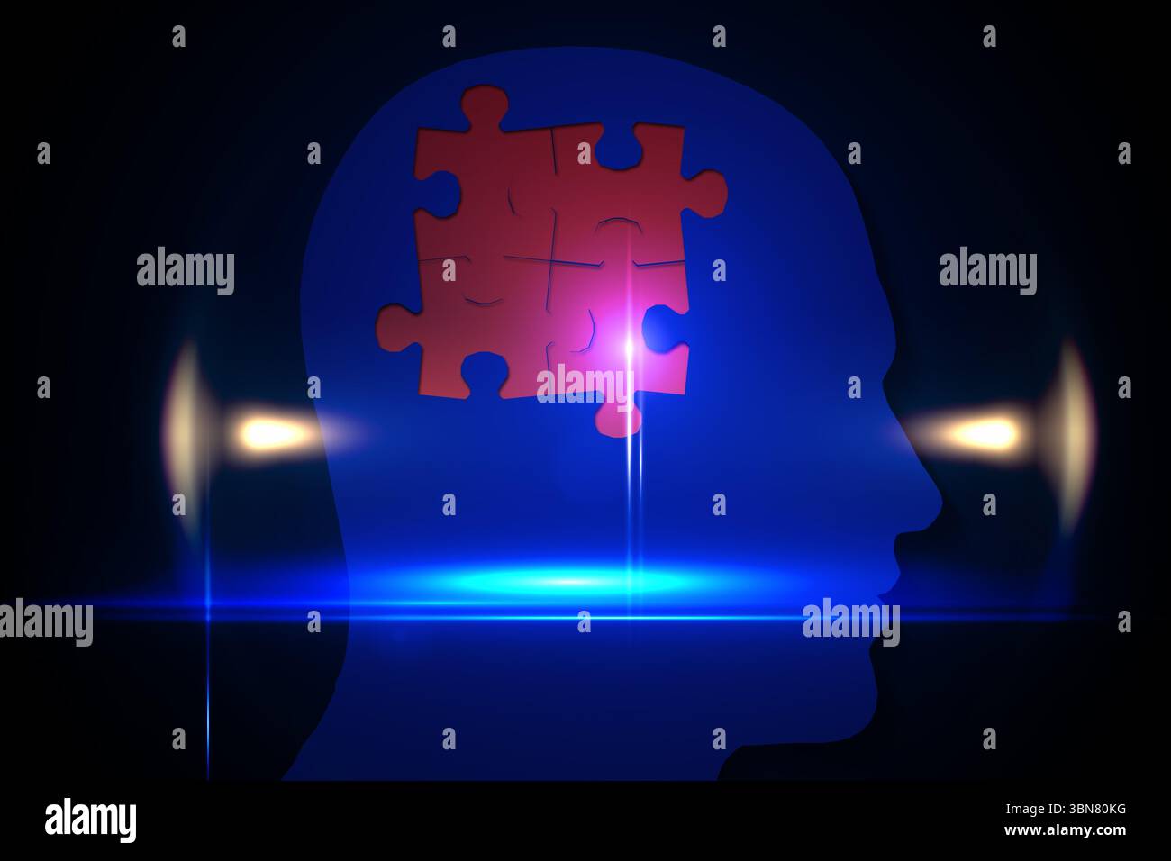 Jigsaw puzzle head illustration on hi-res stock photography and images ...