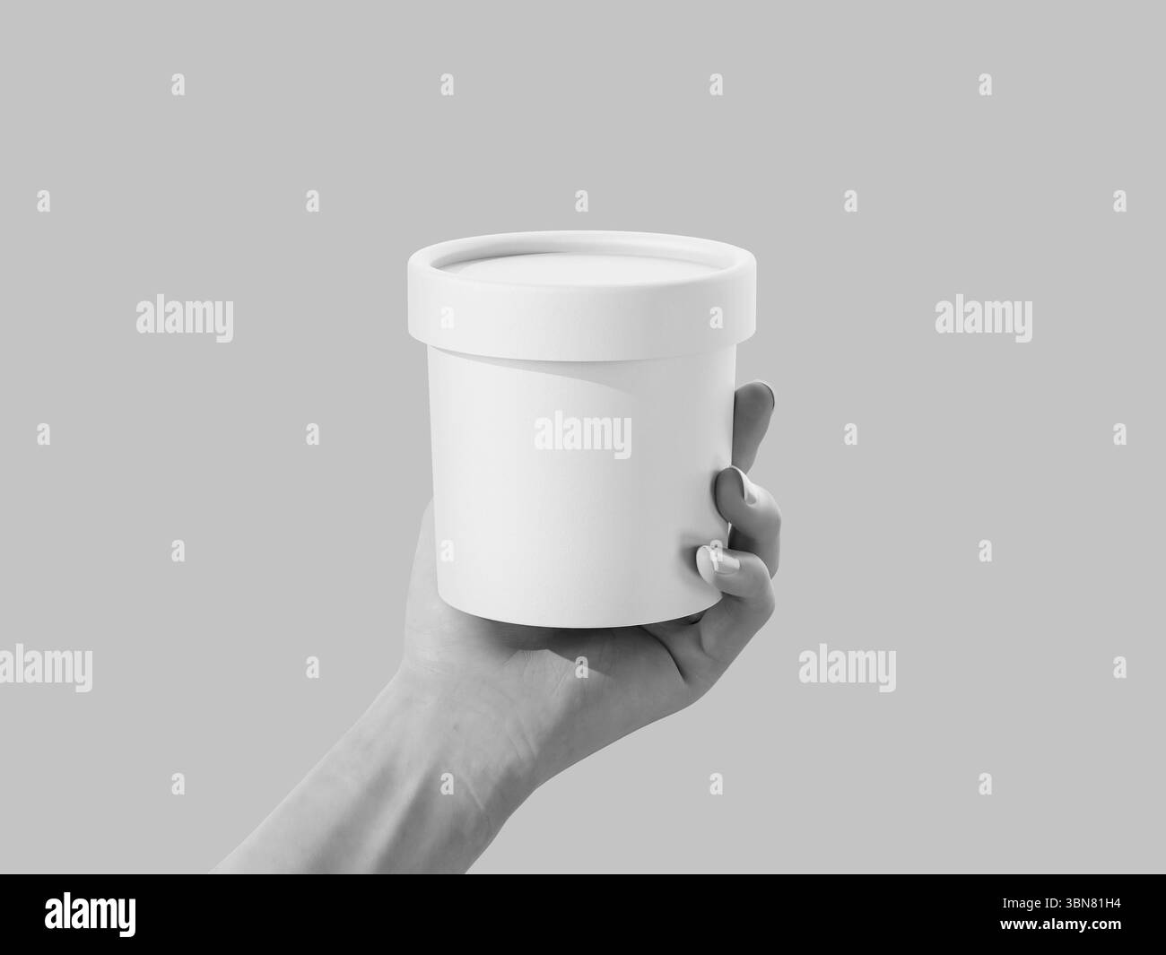 Hand Holding Ice Cream Packaging Mockup 3D Rendering Stock Photo - Alamy