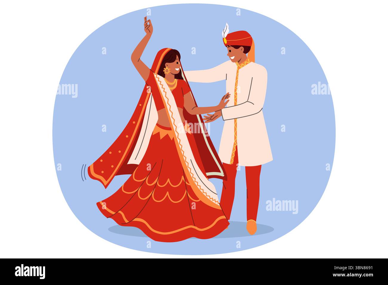 Indian couple dances wedding dance in national clothes, performing ...