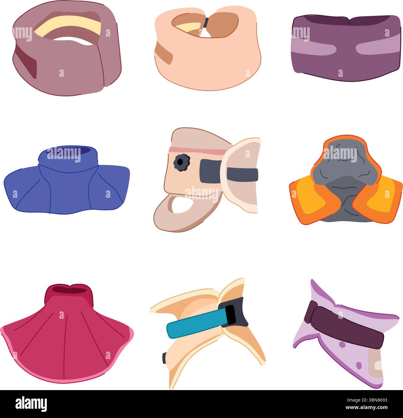 cervical neck collar set cartoon vector illustration Stock Vector Image ...