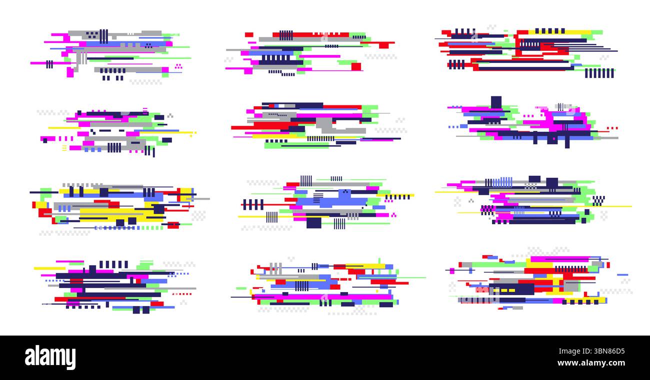 Tv glitch. Digital noise effect vhs distortion recent vector stylized ...