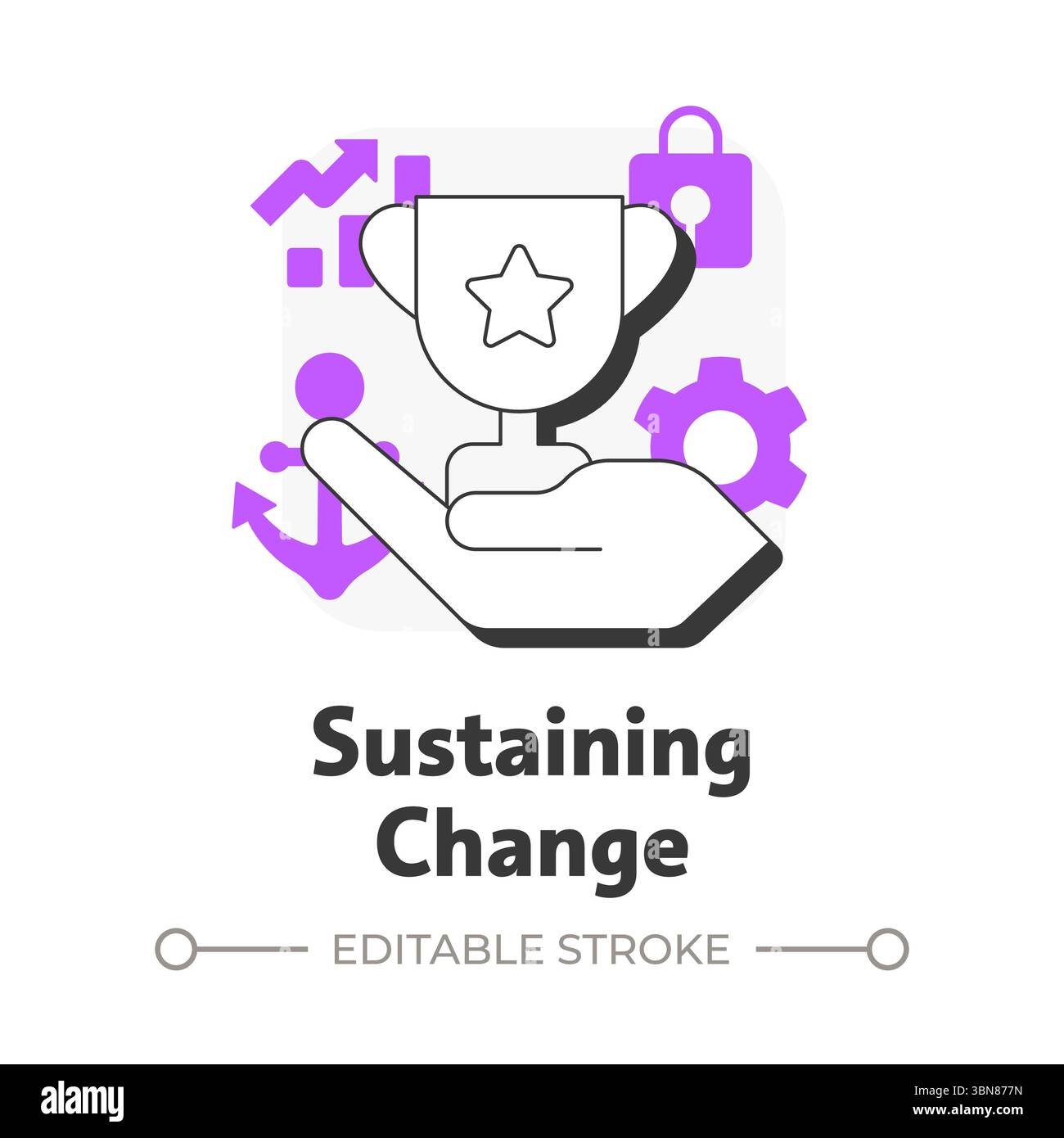 Sustaining change flat outline concept icon Stock Vector Image & Art ...