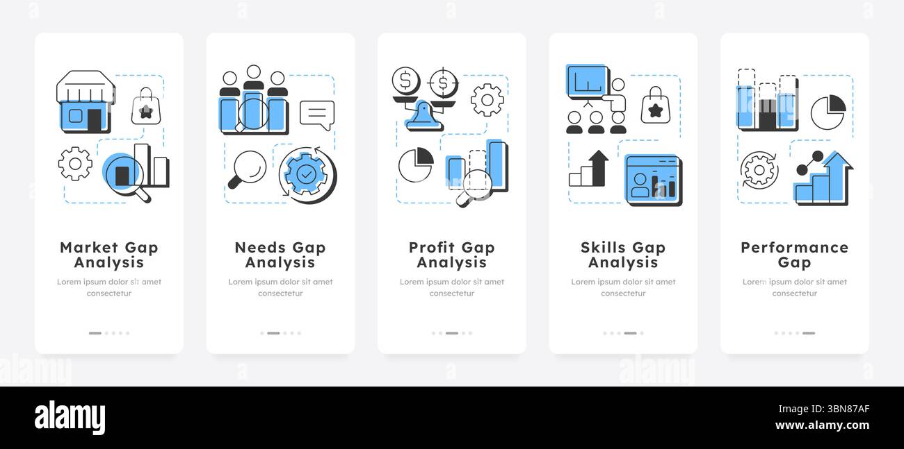 Types of gap analysis mobile app onboarding screens Stock Vector Image ...