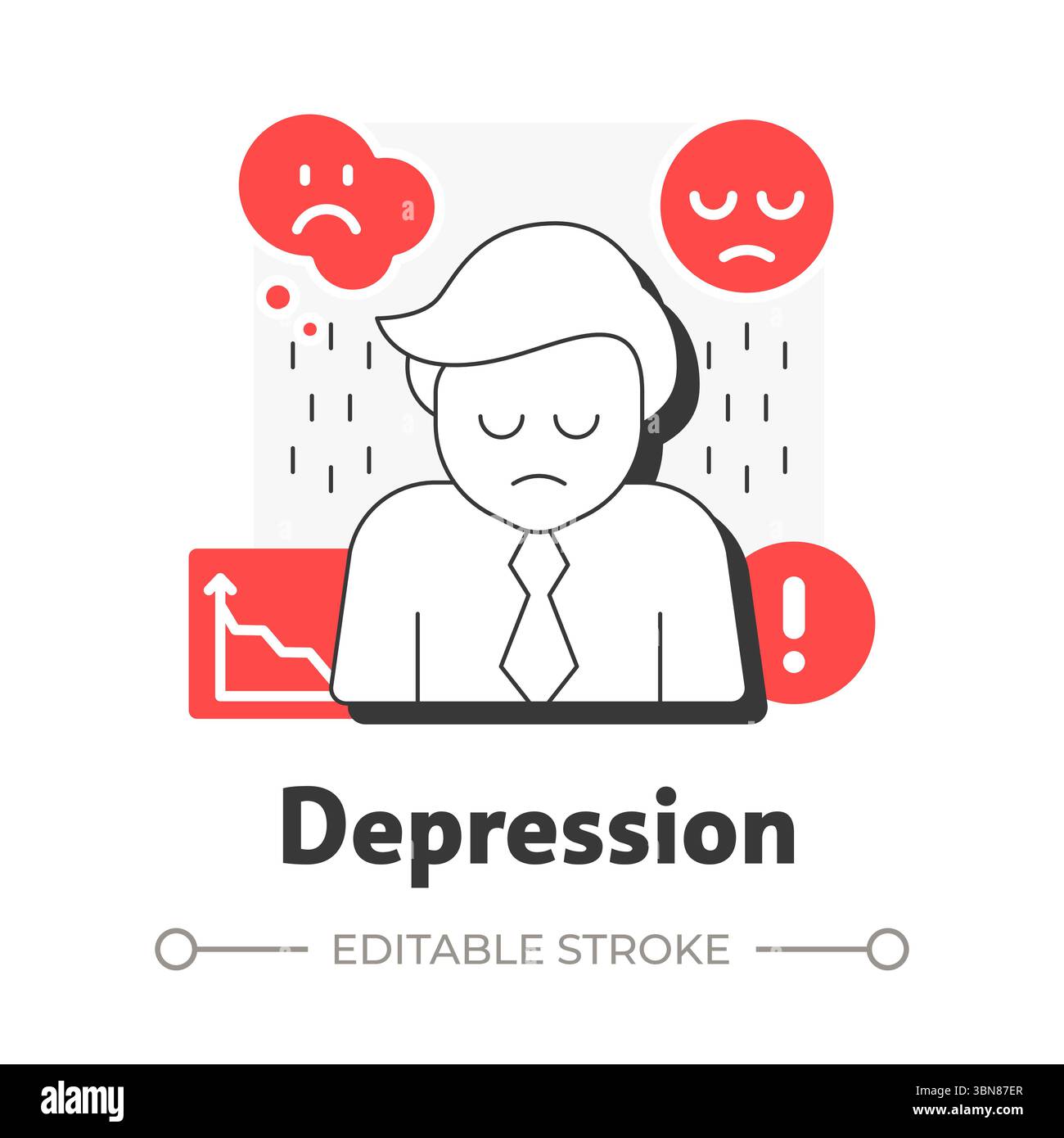 Depression flat outline concept icon Stock Vector Image & Art - Alamy