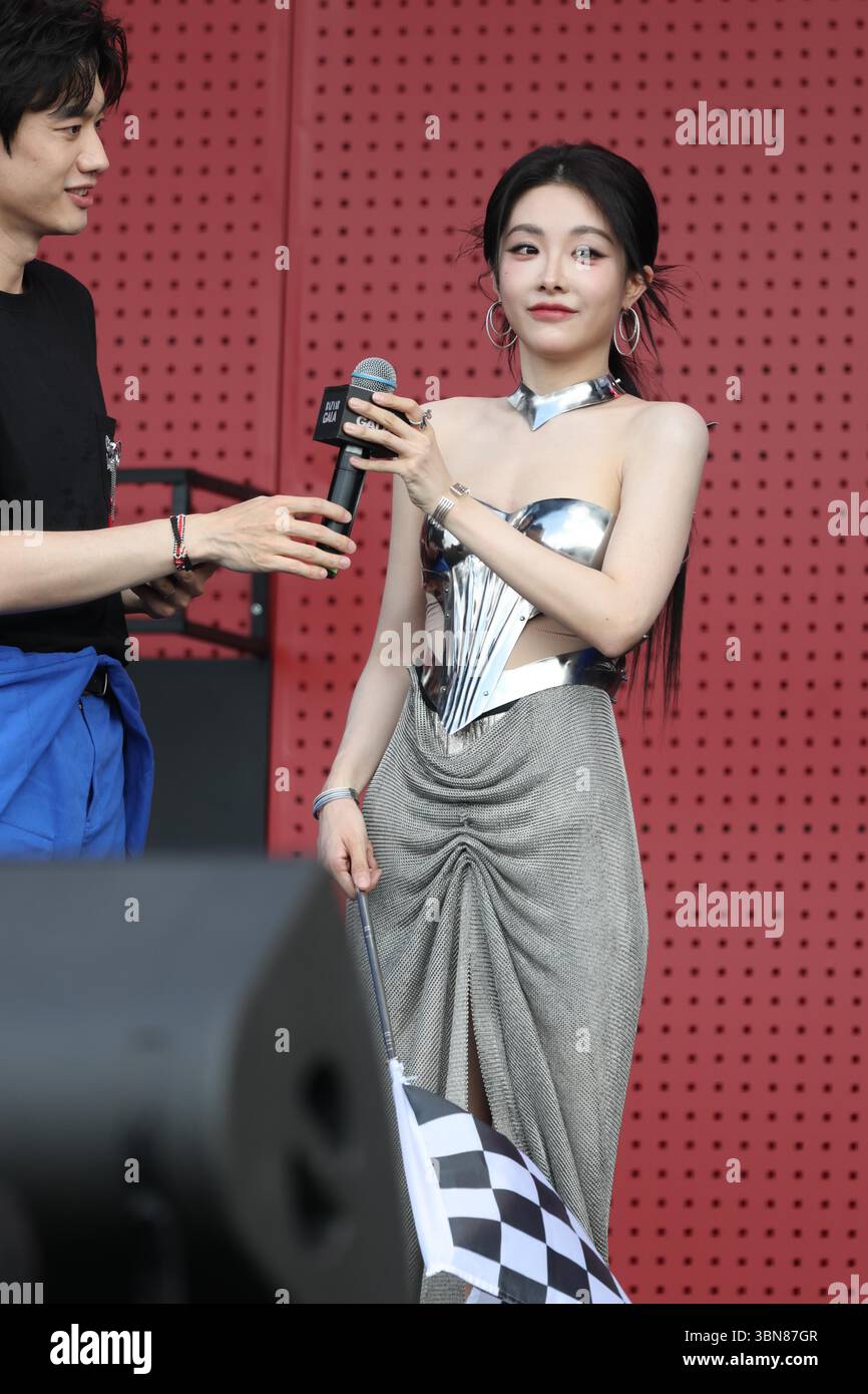 Chinese singer and actress Yu Yan attends an activity in Shanghai ...