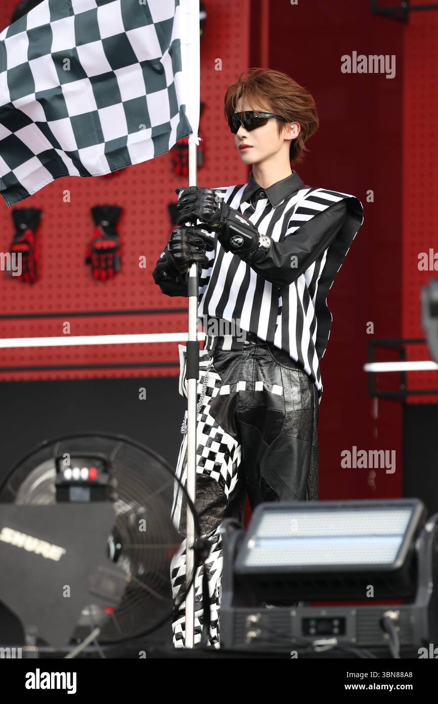 Chinese singer, dancer and model Liu Yu attends an activity in Shanghai ...