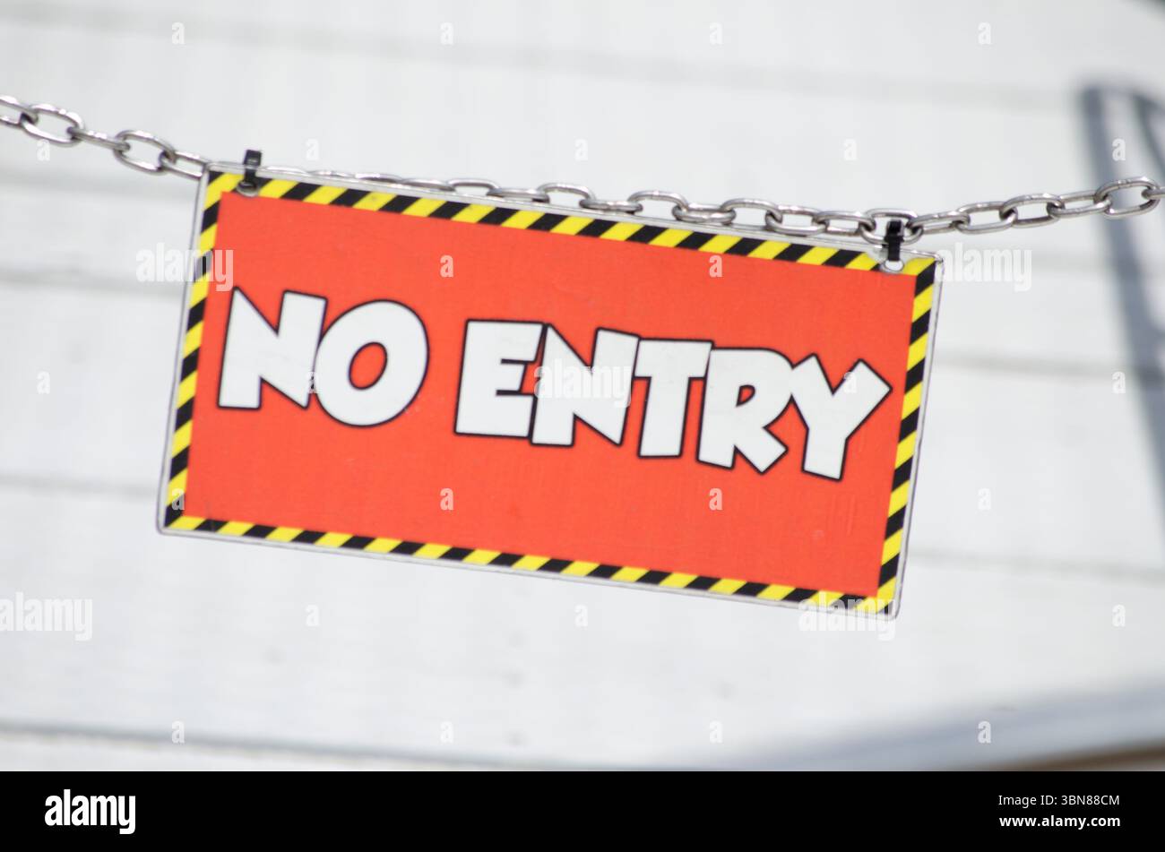 A sign warning people do no entry at a funfair in the UK Stock Photo ...