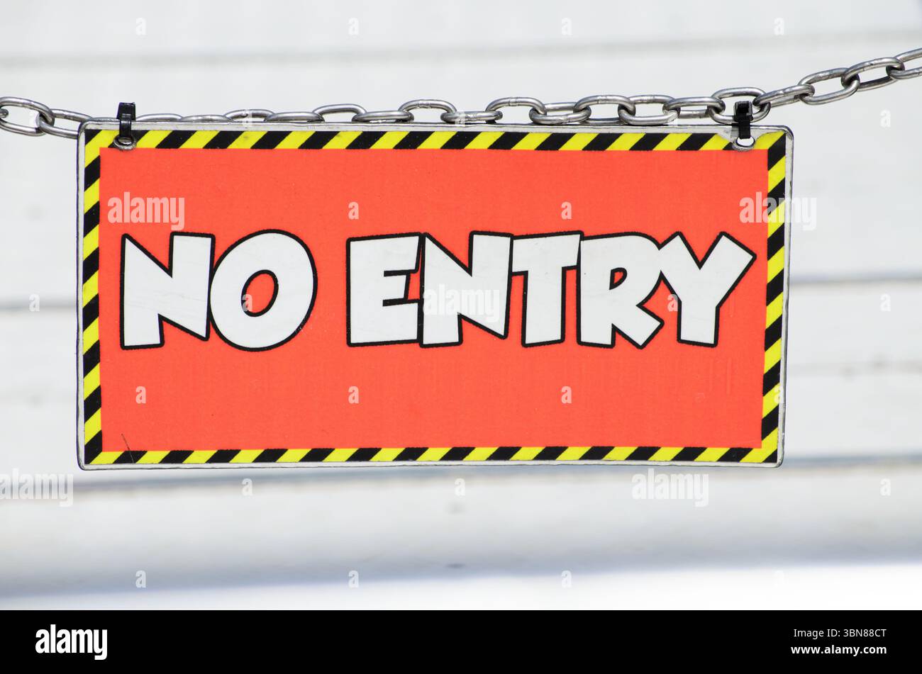A sign warning people do no entry at a funfair in the UK Stock Photo ...