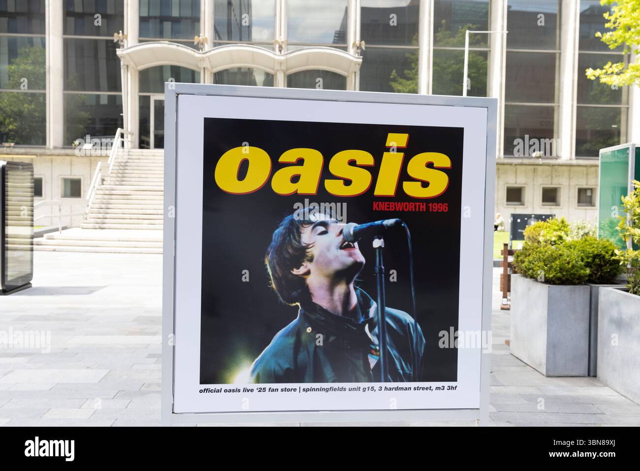 Manchester, UK - 26 June 2025: Oasis album cover artwork on display ...