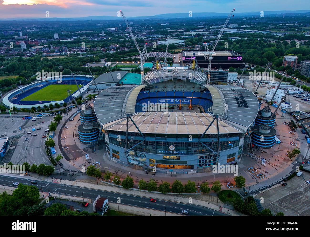 A general view of the ongoing expansion work at the Etihad Stadium ...