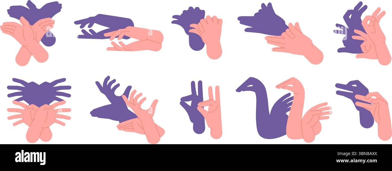 Shadow hand puppet butterfly Stock Vector Images - Alamy