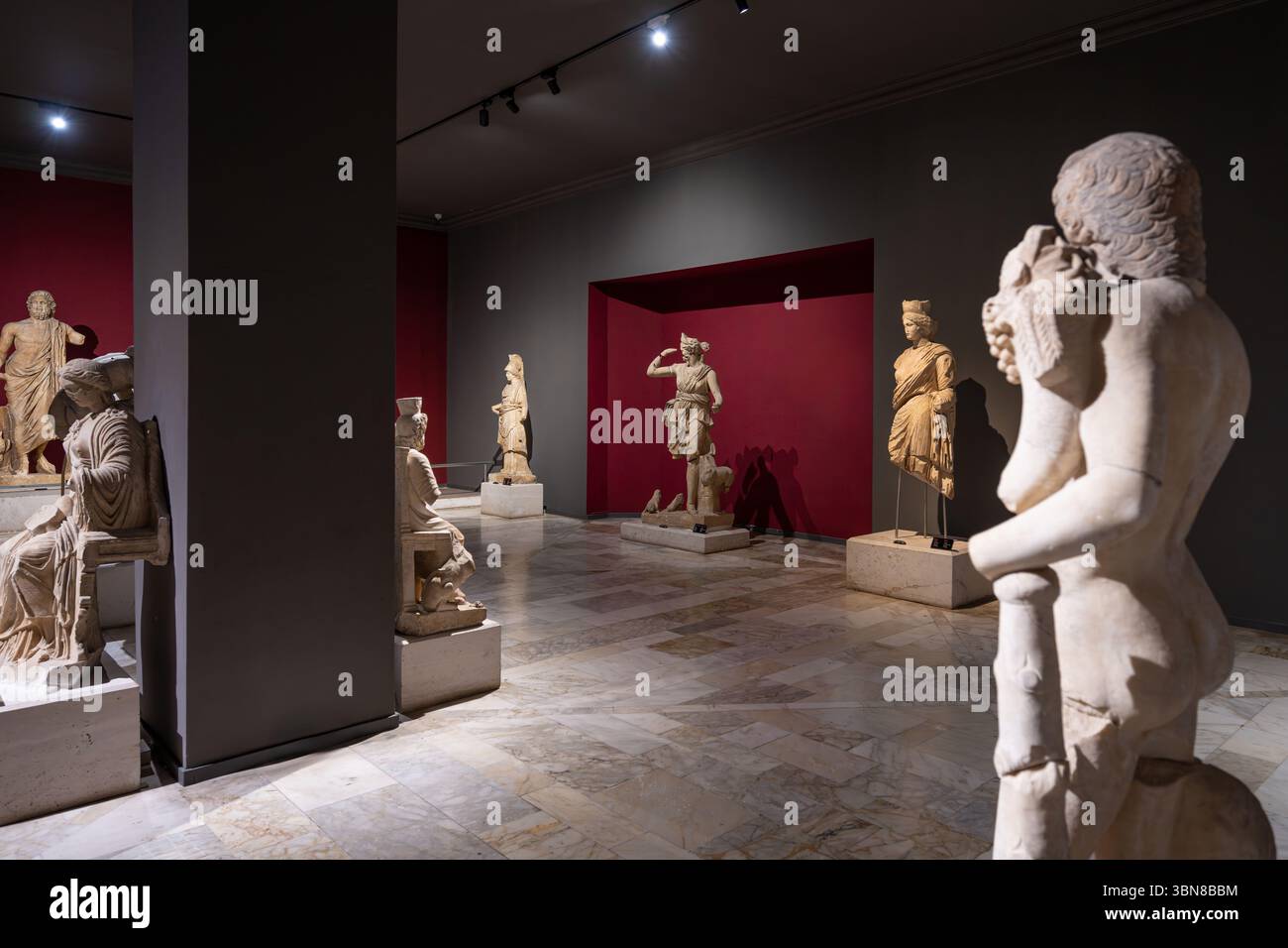 Antalya, Turkey - June 25, 2025: Various historical statues in the ...