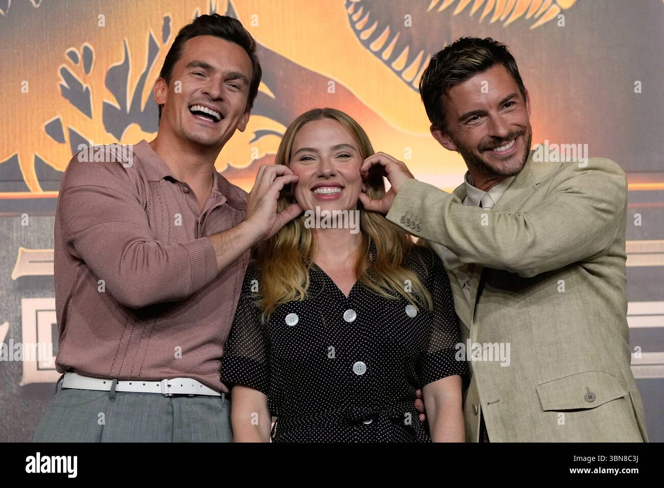Actor Rupert Friend, left, actress Scarlett Johansson and actor ...