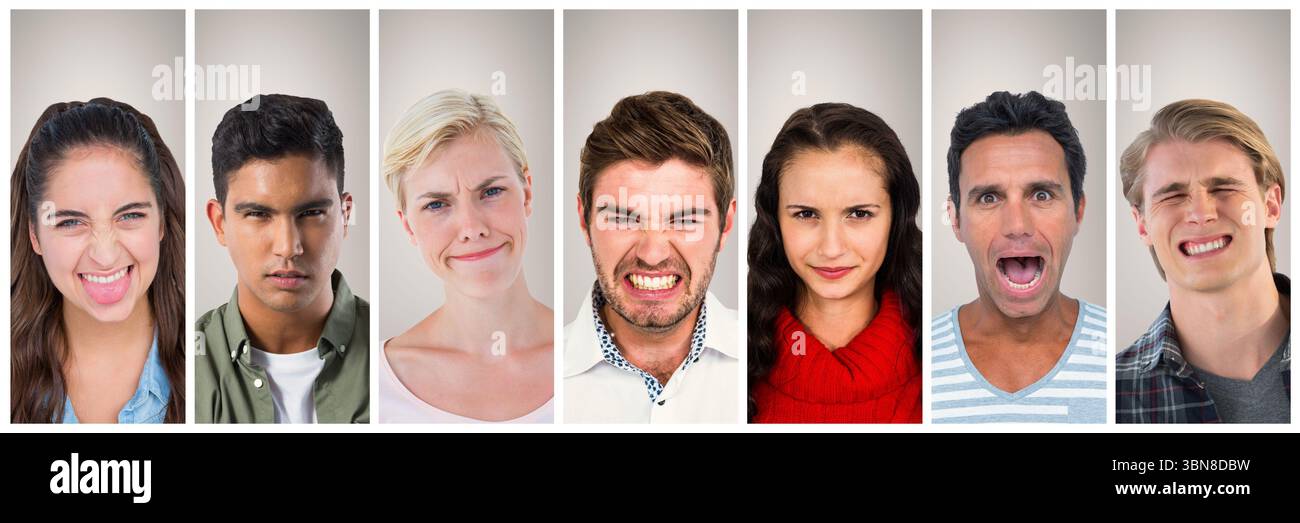 People collage portrait 7 wide Stock Photo - Alamy