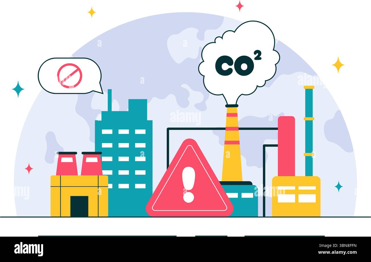 Carbon Dioxide or CO2 Vector Illustration Emphasizing the Importance of ...