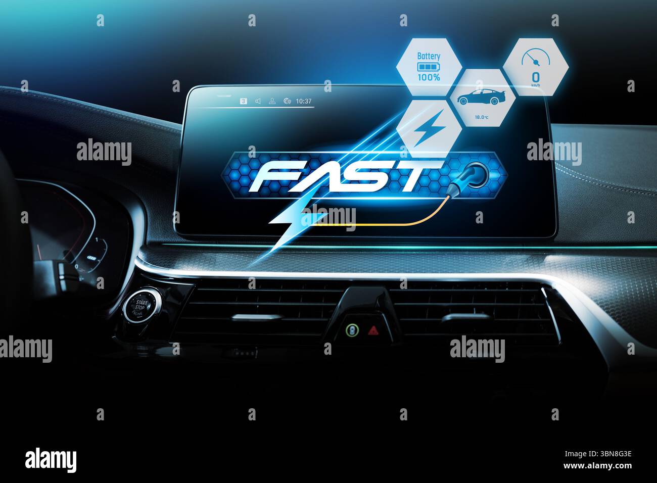 Electric car display screen that is showing the display of electric ...